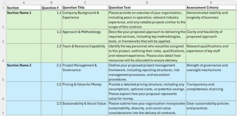 Importing Project Questions from Excel - Blue Edge